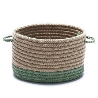 15" Moss Green Rustic Round Braided Storage Basket - Bed Bath & Beyond - 37060679